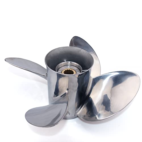 CAPTAIN 4 Blades Stainless Steel Boat Propeller fit Mercury, 13 Diamet ...